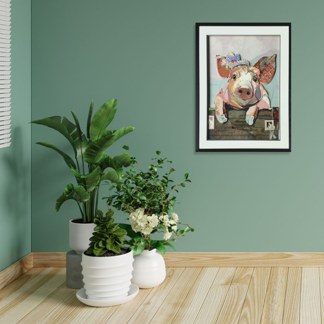Pig Hand Crafted Card Stock 3D Collage Art 24 X - Etsy