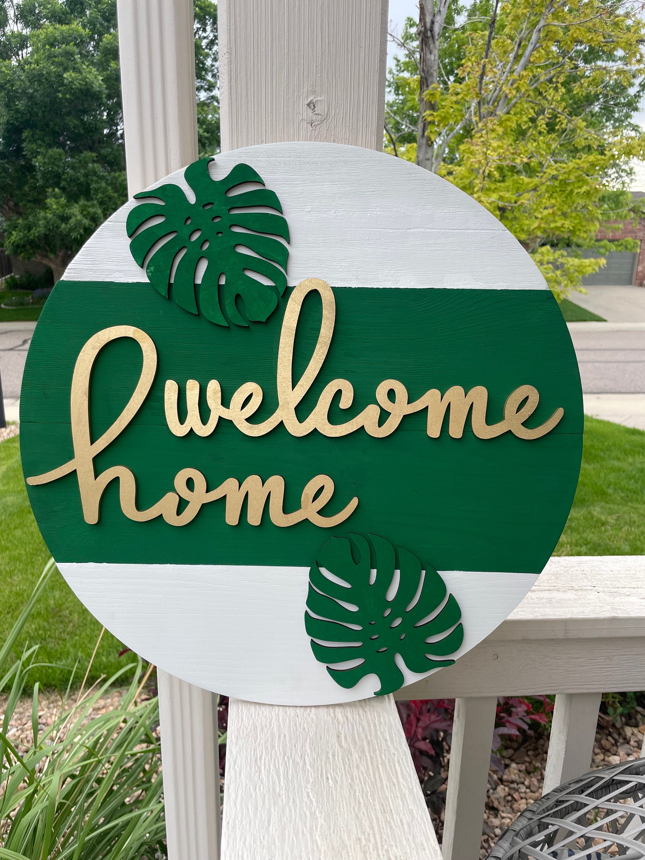 Welcome Home Monstera Door Sign. - Etsy