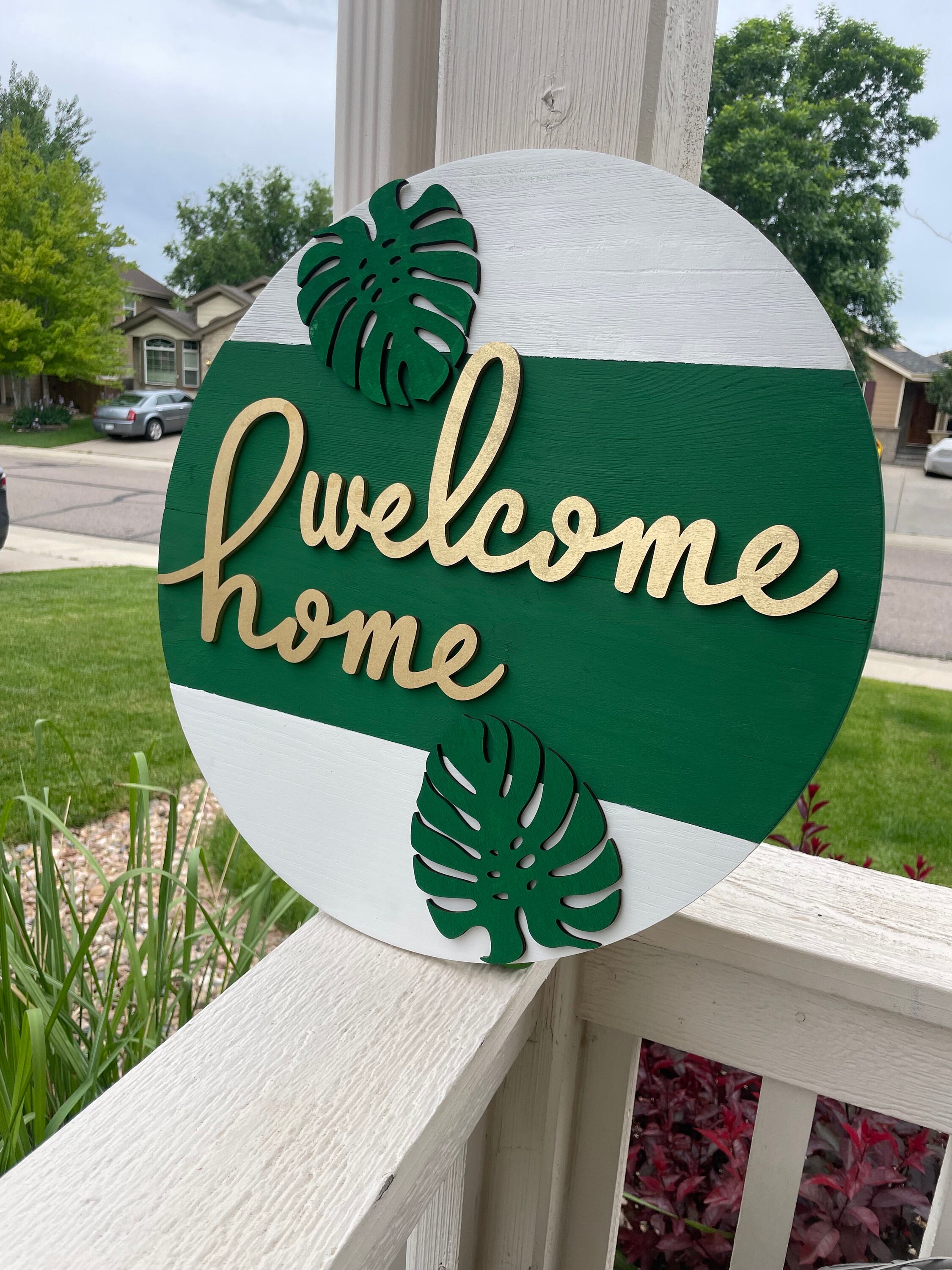 Welcome Home Monstera Door Sign. - Etsy
