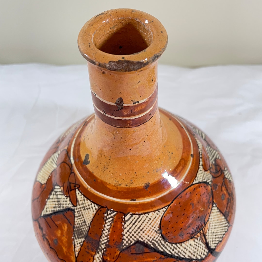 Southwest Folk Art Mexican Pottery Tlaquepaque Water Jug Vase With ...
