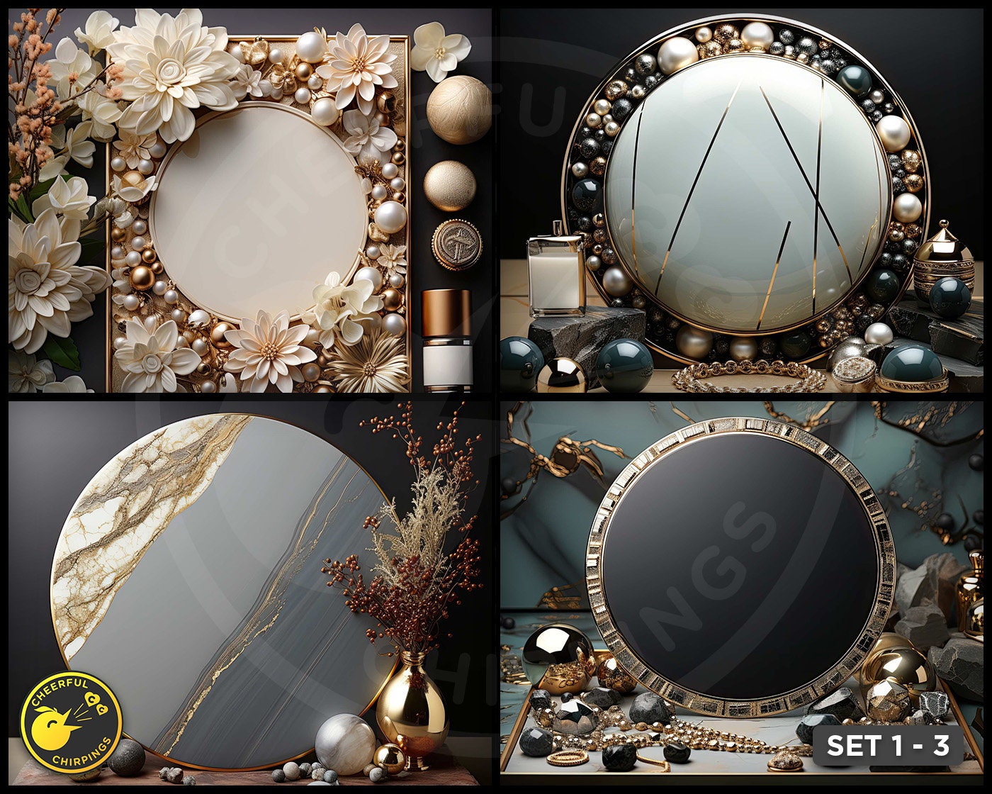 Luxury Backgrounds Set 1-3, Background Mockups, Jewelry Backdrop ...