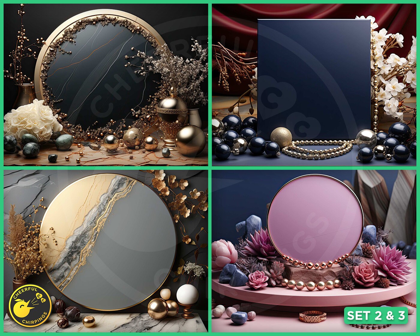 Luxury Backgrounds Set 2&3, Background Mockups, Jewelry Backdrop ...