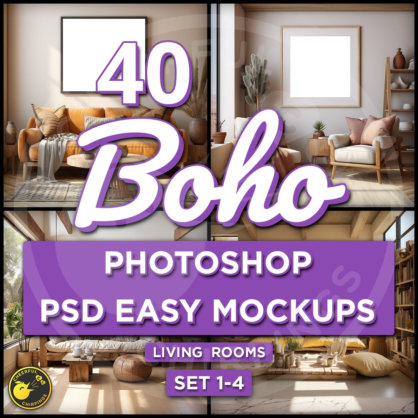 40 Boho Style Interior Design Frame PSD Mockups, Easy PSD Mockup ...