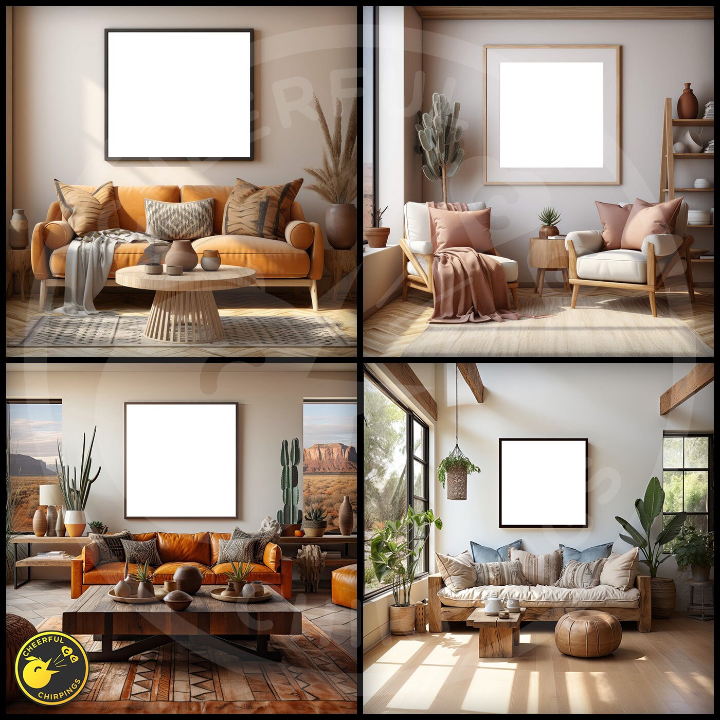 30 Boho Style Interior Design Frame Canva Templates, Living Rooms ...