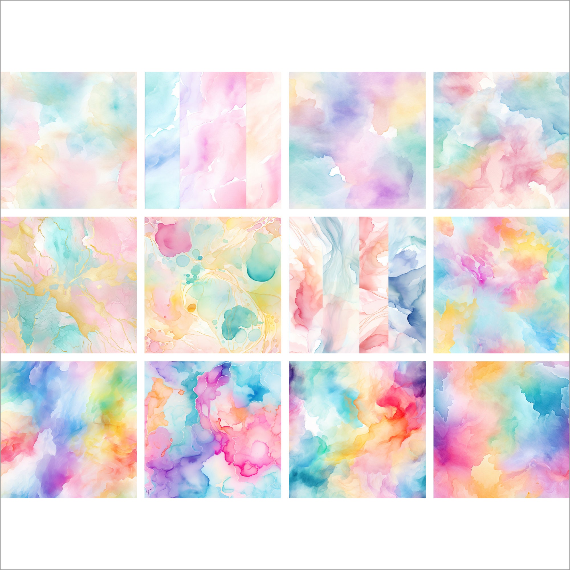 12 Seamless Watercolor Textures Digital Paper Patterns for Crafting ...