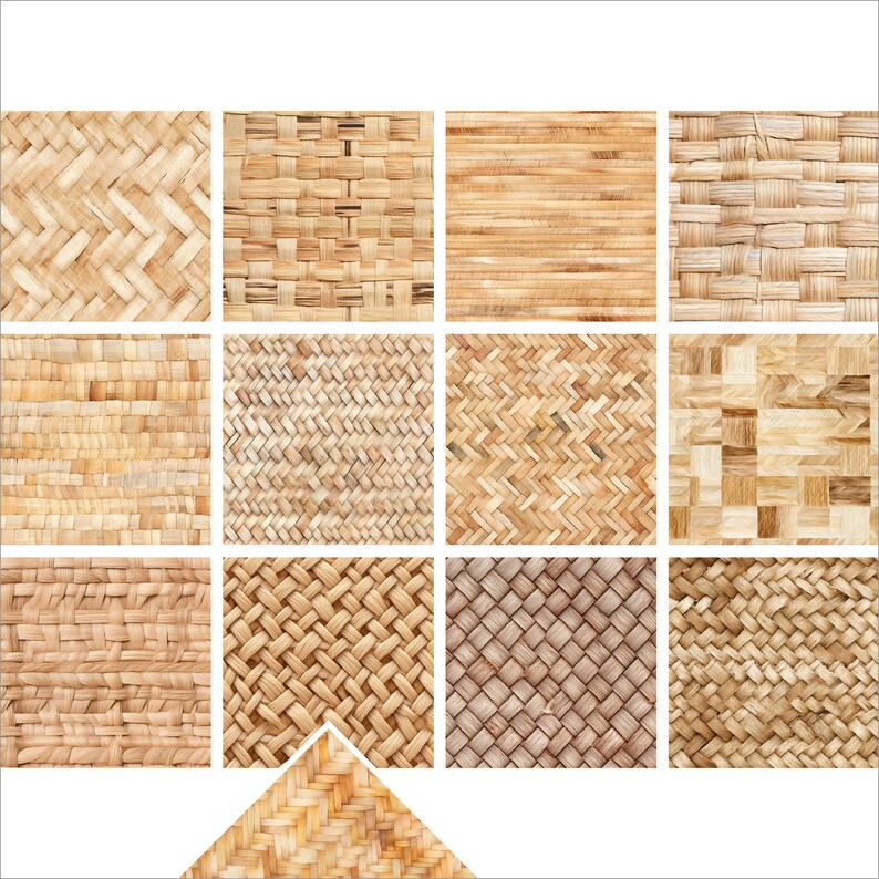 12 Seamless Woven Fiber Texture Backgrounds Digital Paper Patterns for ...