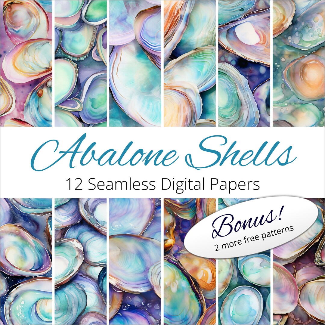 12 Seamless Abalone Shell Backgrounds Digital Paper Patterns for ...