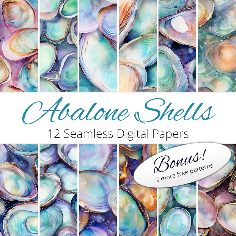 Abalone Shell Digital Paper Patterns for Crafts & Projects - Set of 12 ...
