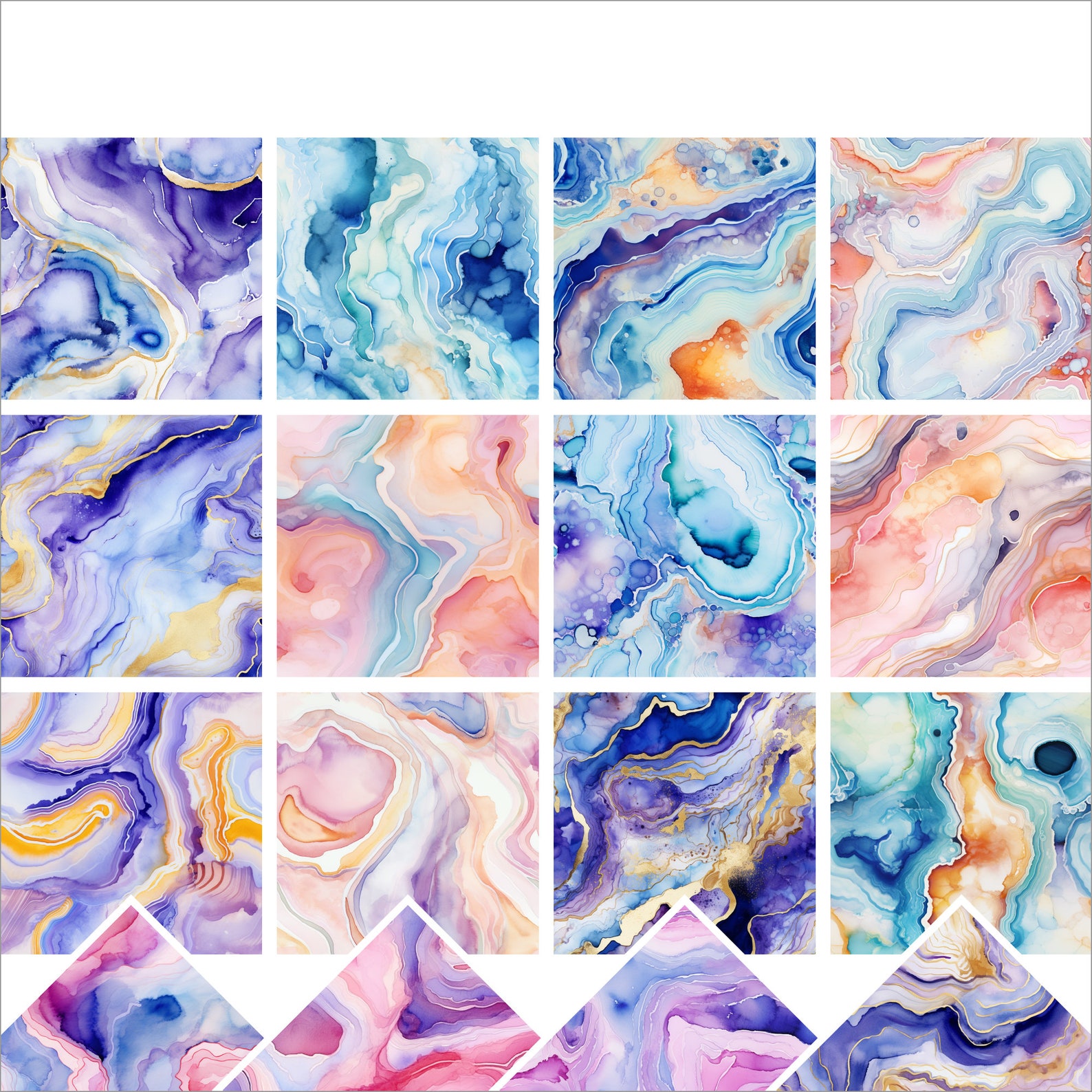 12 Seamless Cool Tone Agate Backgrounds Digital Paper Patterns for ...