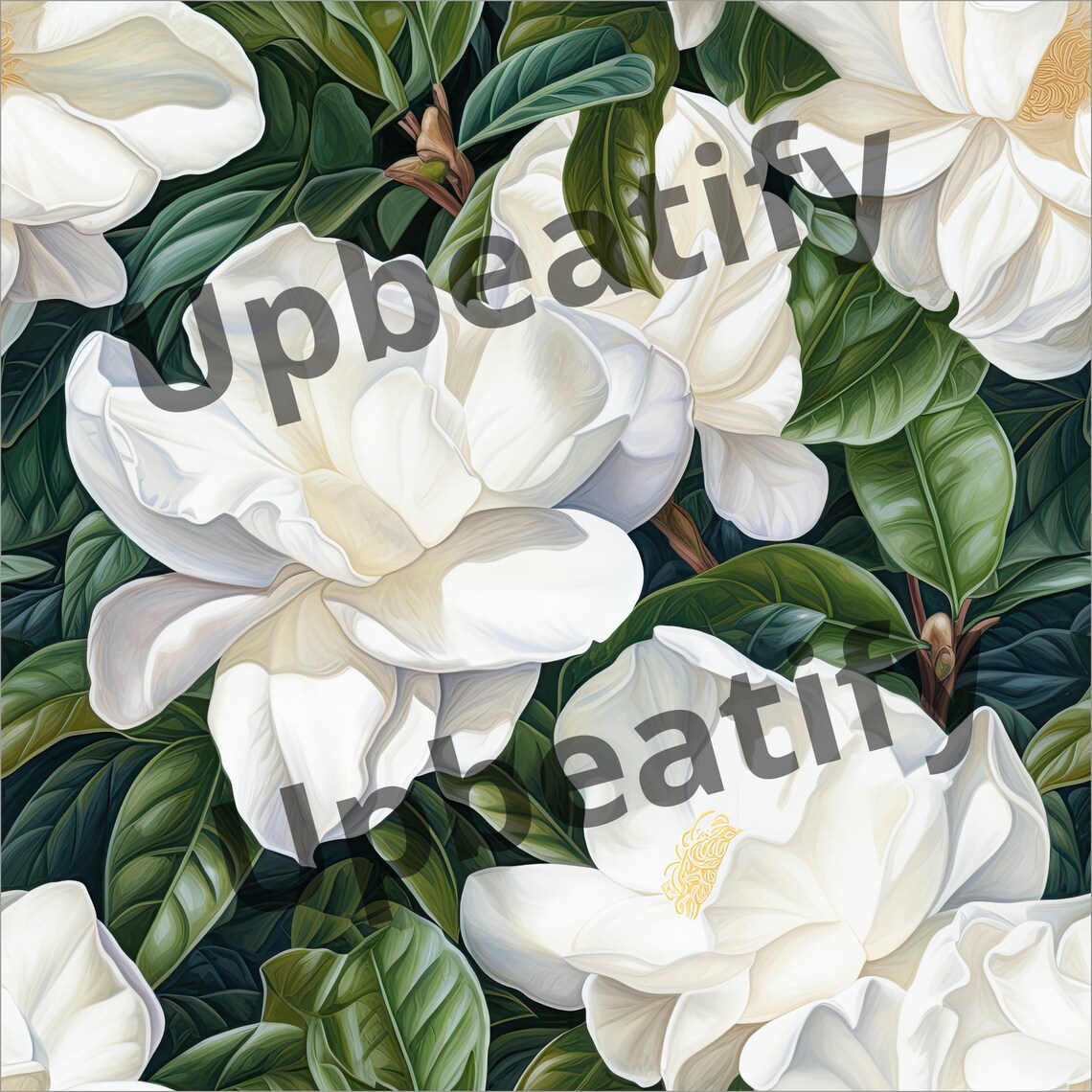 12 Seamless White Gardenia Digital Paper Patterns for Weddings ...