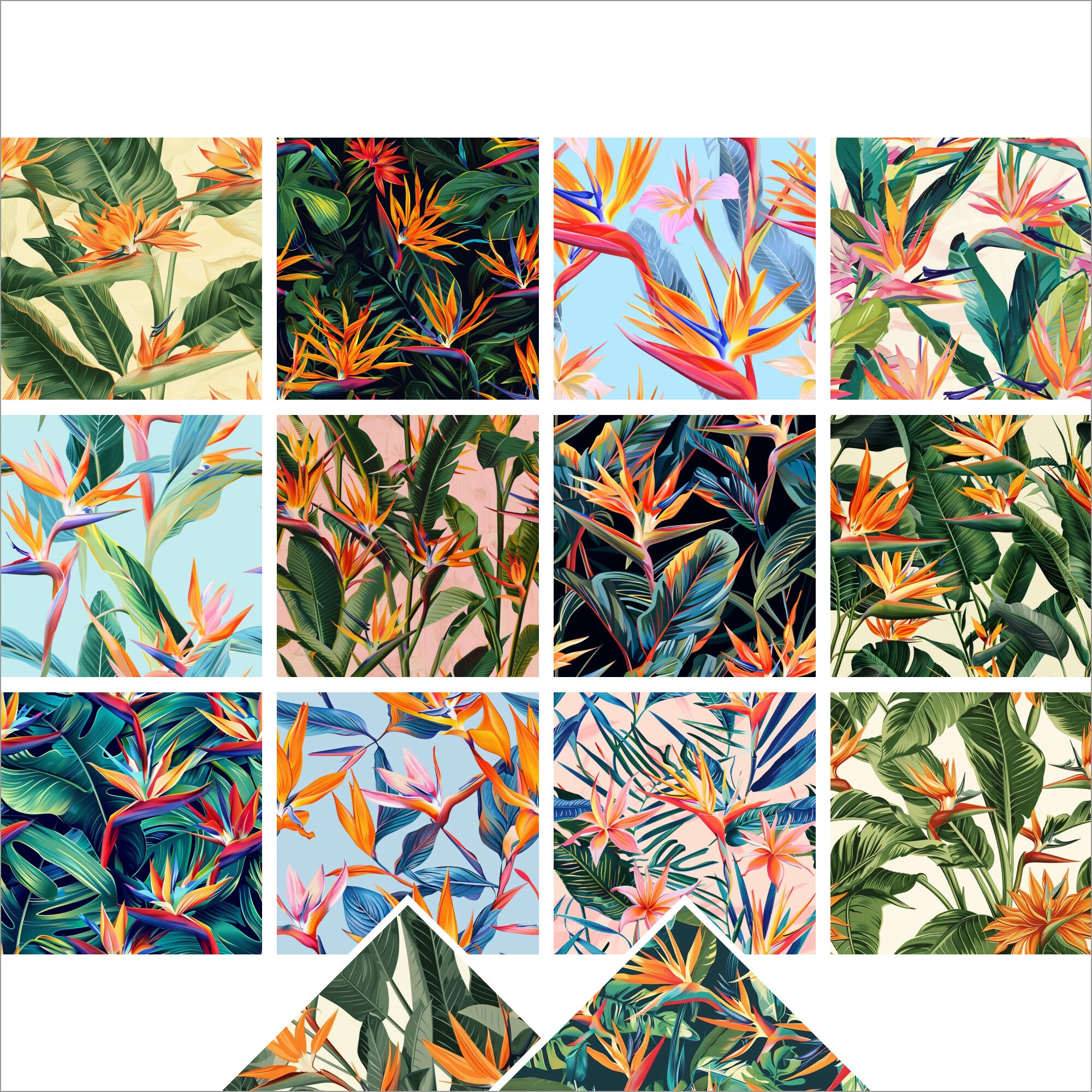 12 Seamless Bird of Paradise Backgrounds Digital Paper Patterns for ...