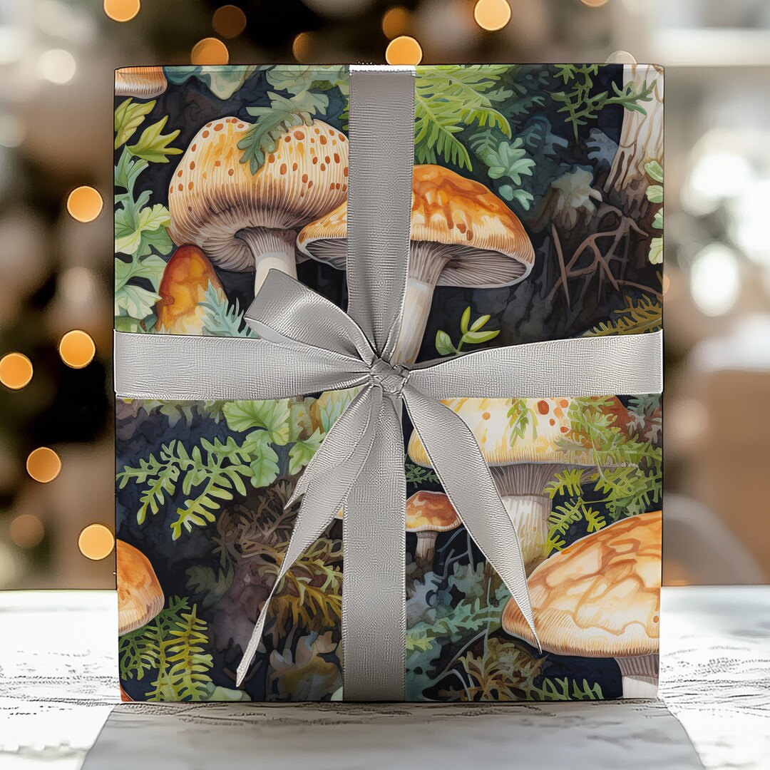 Mushroom Forest Wrapping Paper – Whimsical Botanical Gift Wrap - Etsy