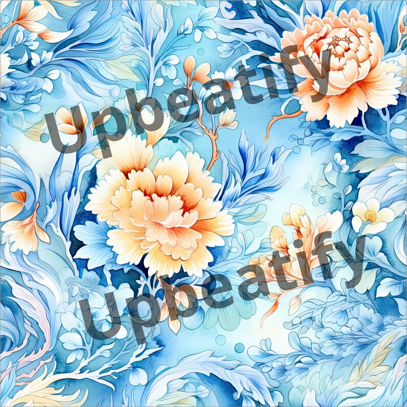 12 Seamless Chinese Silk Peonies Digital Paper Patterns for ...