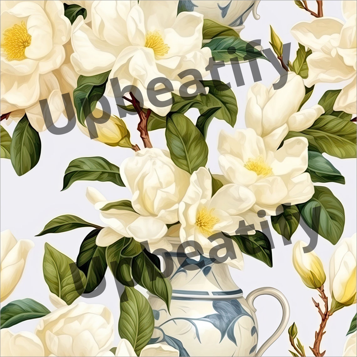 12 Seamless White Gardenia Digital Paper Patterns for Weddings ...
