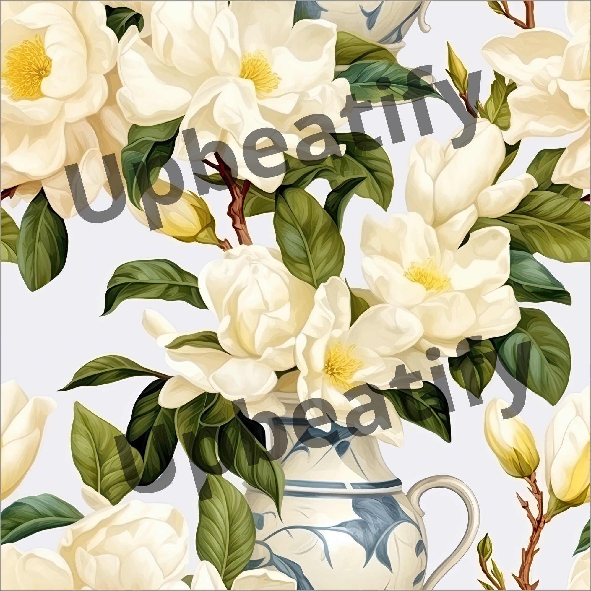 12 Seamless White Gardenia Digital Paper Patterns for Weddings ...