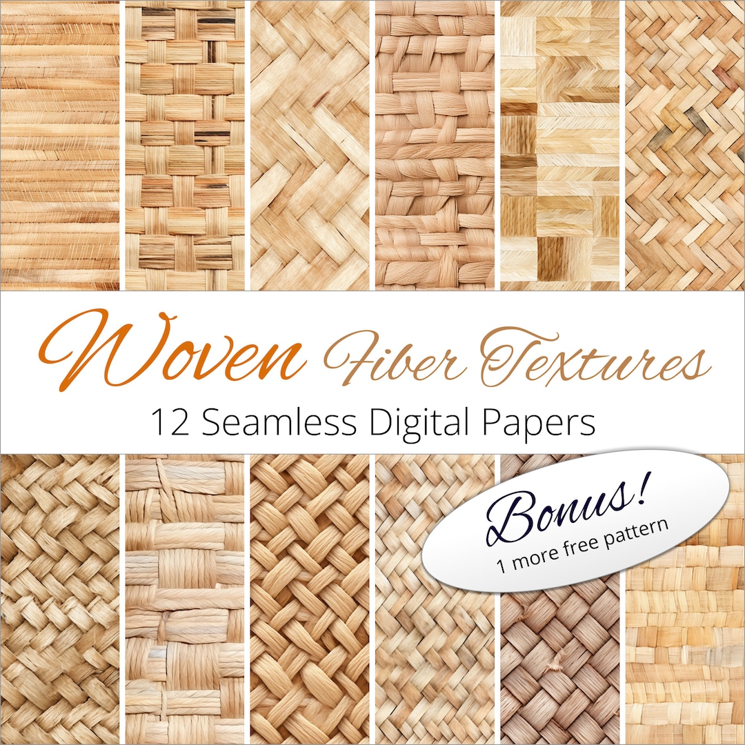 12 Seamless Woven Fiber Texture Backgrounds Digital Paper Patterns for ...