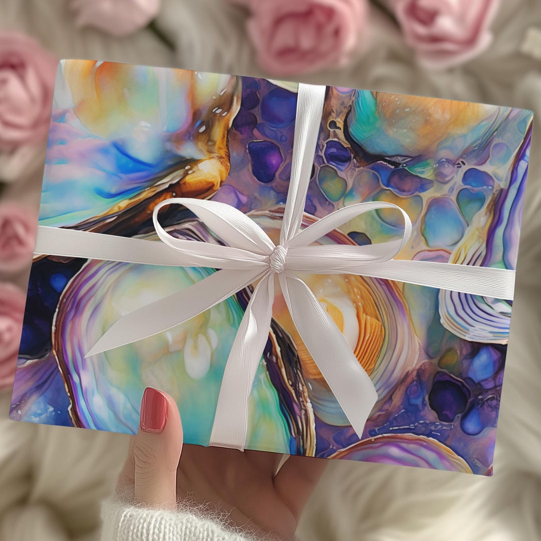 Seaside Seashell Gift Wrap Roll – Abstract Coastal Wrapping Paper - Etsy