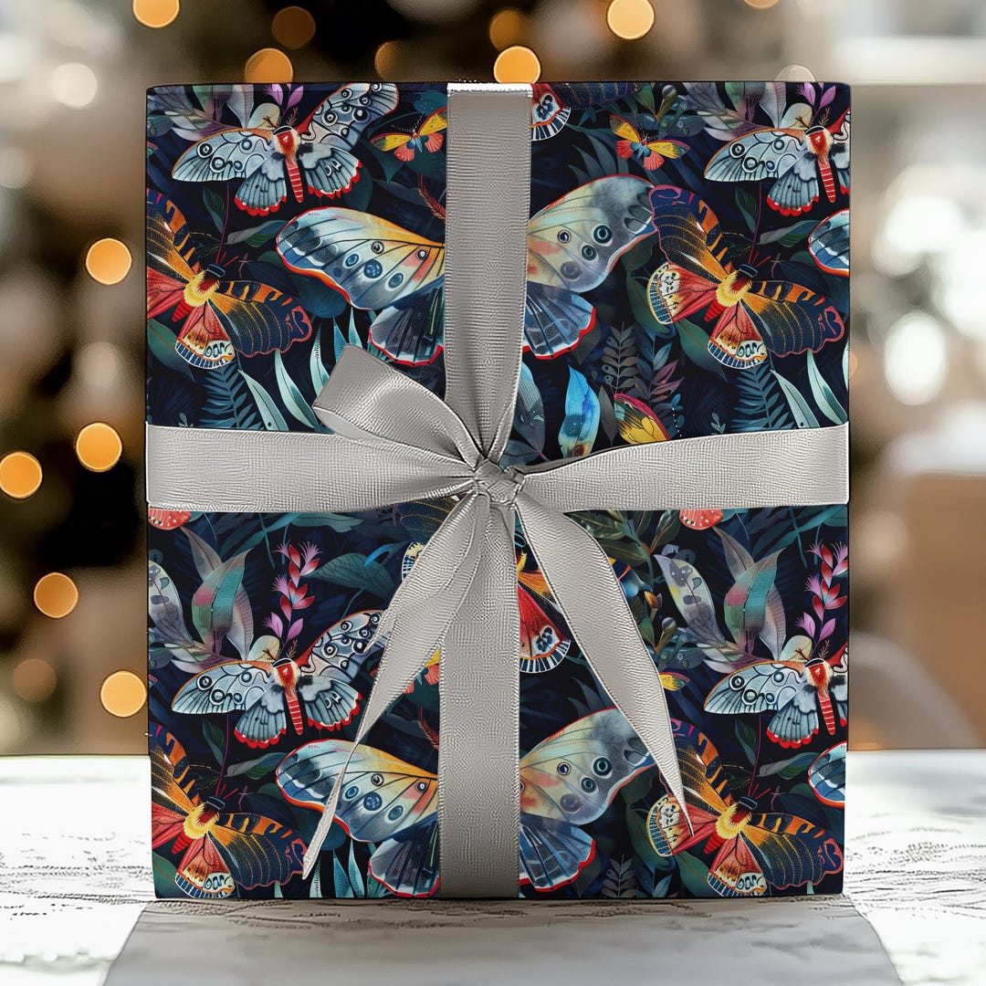Botanical Moth Wrapping Paper – Gothic Woodland Gift Wrap - Etsy