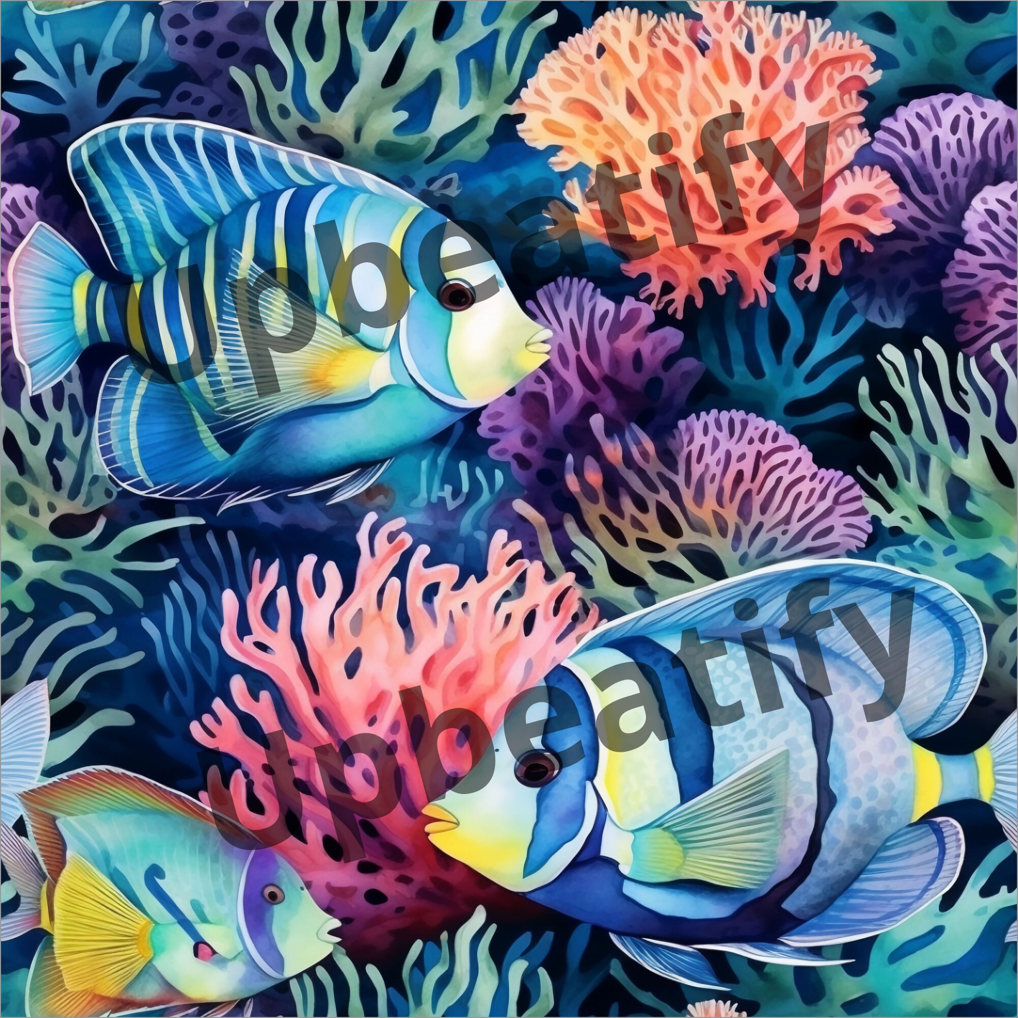 12 Seamless Tropical Fish Backgrounds Digital Paper Patterns for ...