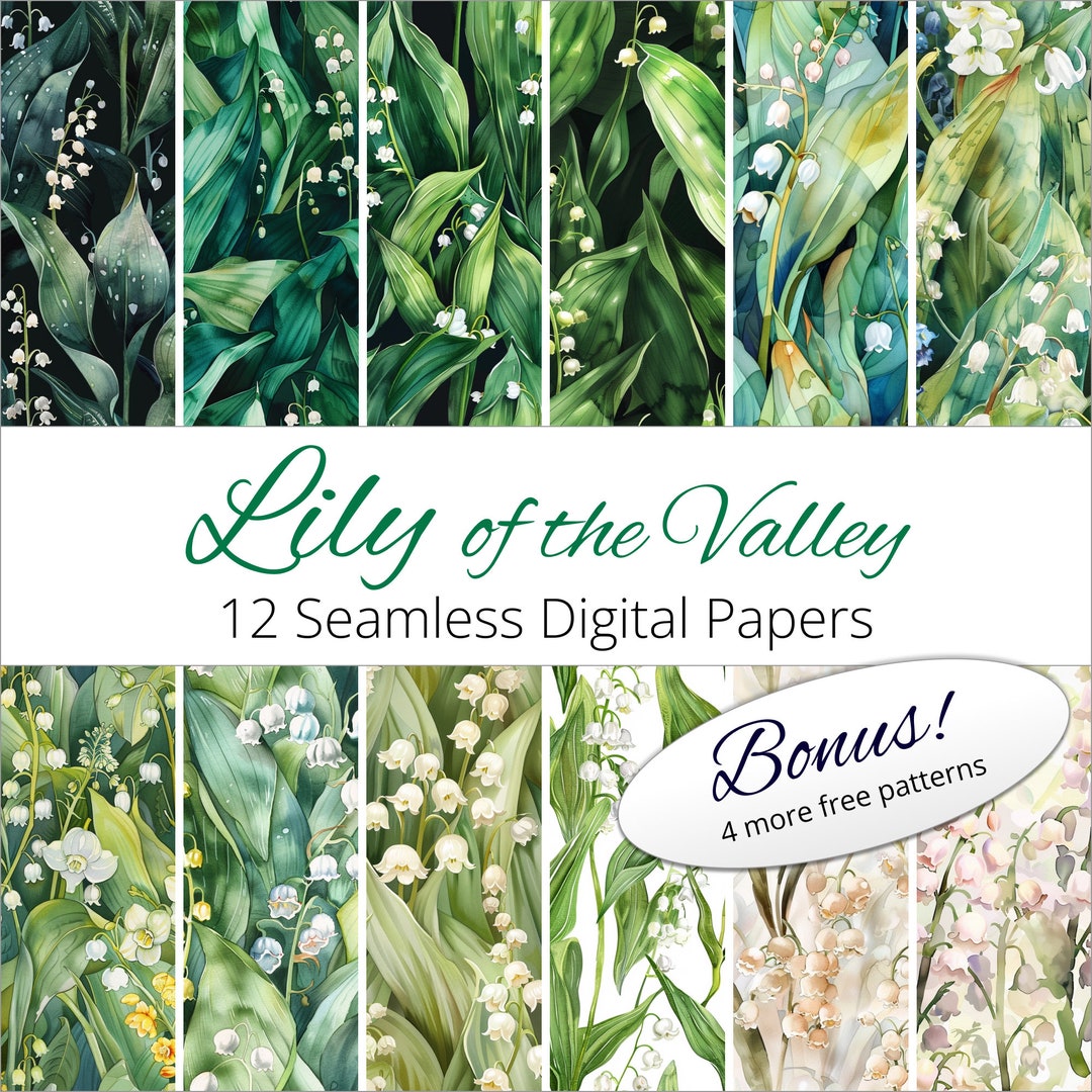 12 Seamless Lily of the Valley Backgrounds Digital Paper Patterns for ...