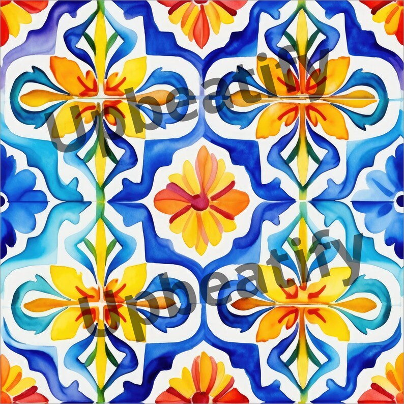 12 Seamless Colorful Azulejo Tile Background Digital Paper Patterns for ...