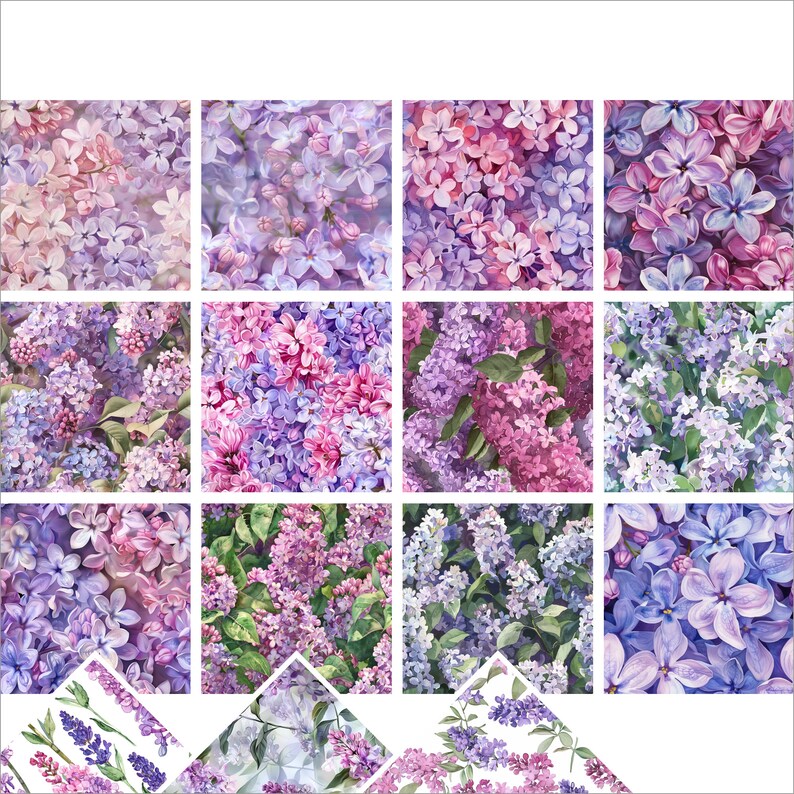 12 Seamless Mauve Lilacs Digital Paper Patterns for Weddings ...