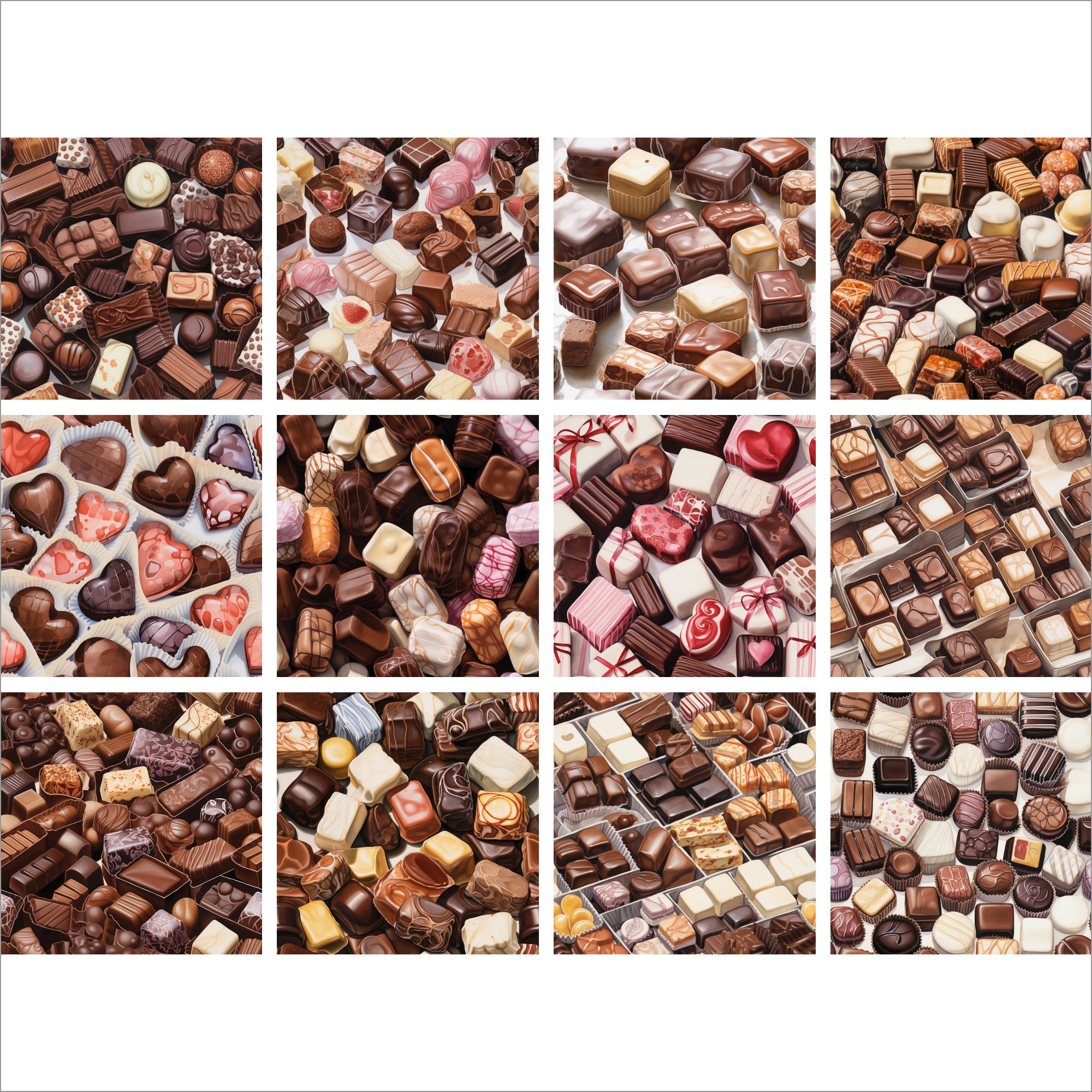 12 Seamless Gourmet Chocolates Backgrounds Digital Paper Patterns for ...