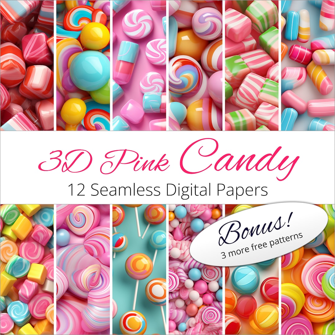Pink Candy Digital Paper, Seamless Patterns, Scrapbooking (instant ...