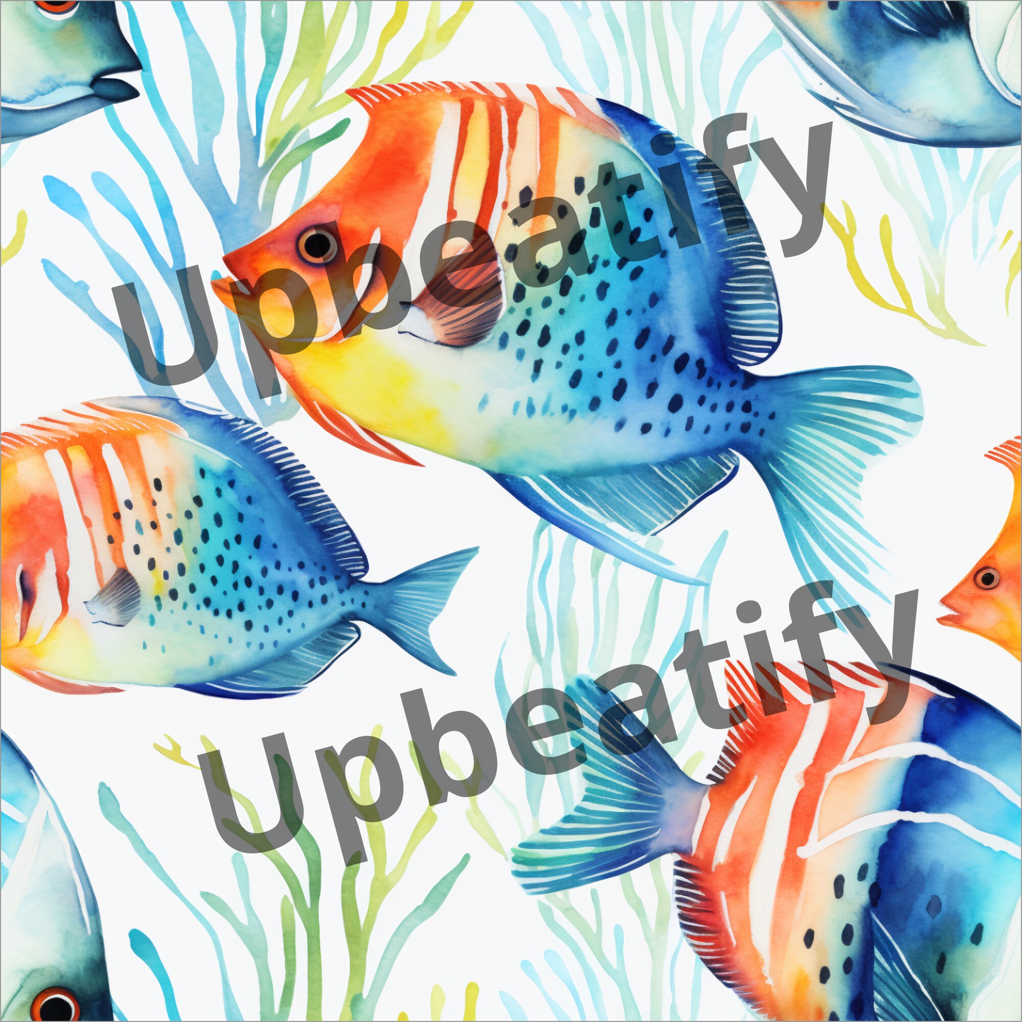 12 Seamless Tropical Fish Backgrounds Digital Paper Patterns for ...