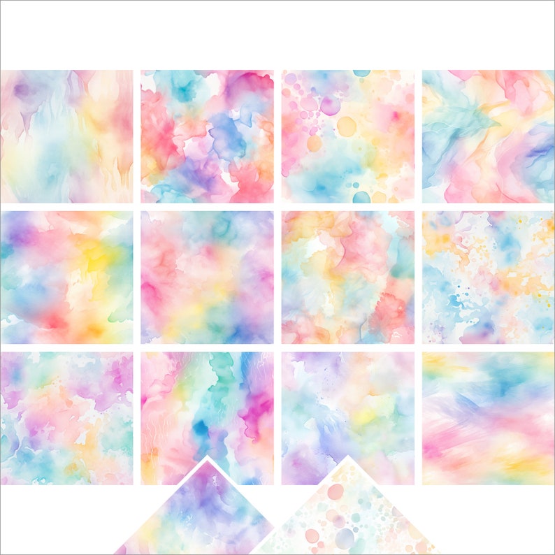 12 Seamless Rainbow Watercolor Backgrounds Digital Paper Patterns for ...