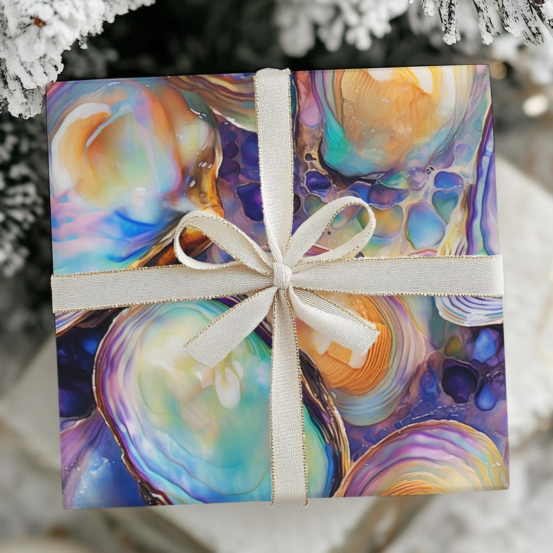 Seaside Seashell Gift Wrap Roll – Abstract Coastal Wrapping Paper - Etsy
