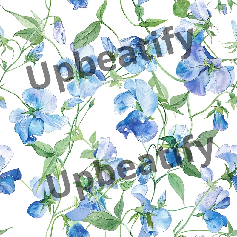 Delicate Blue Butterfly Pea Watercolor Digital Paper Pack - Set of 12 ...