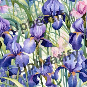 12 Seamless Purple Irises Digital Paper Patterns for Weddings ...