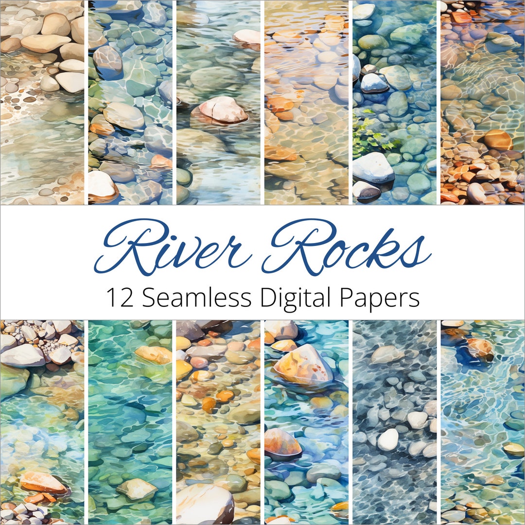 12 Seamless River Rocks Backgrounds Digital Paper Patterns for Weddings ...