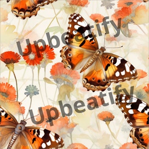 12 Seamless Red Butterfly Backgrounds Digital Paper Patterns for ...
