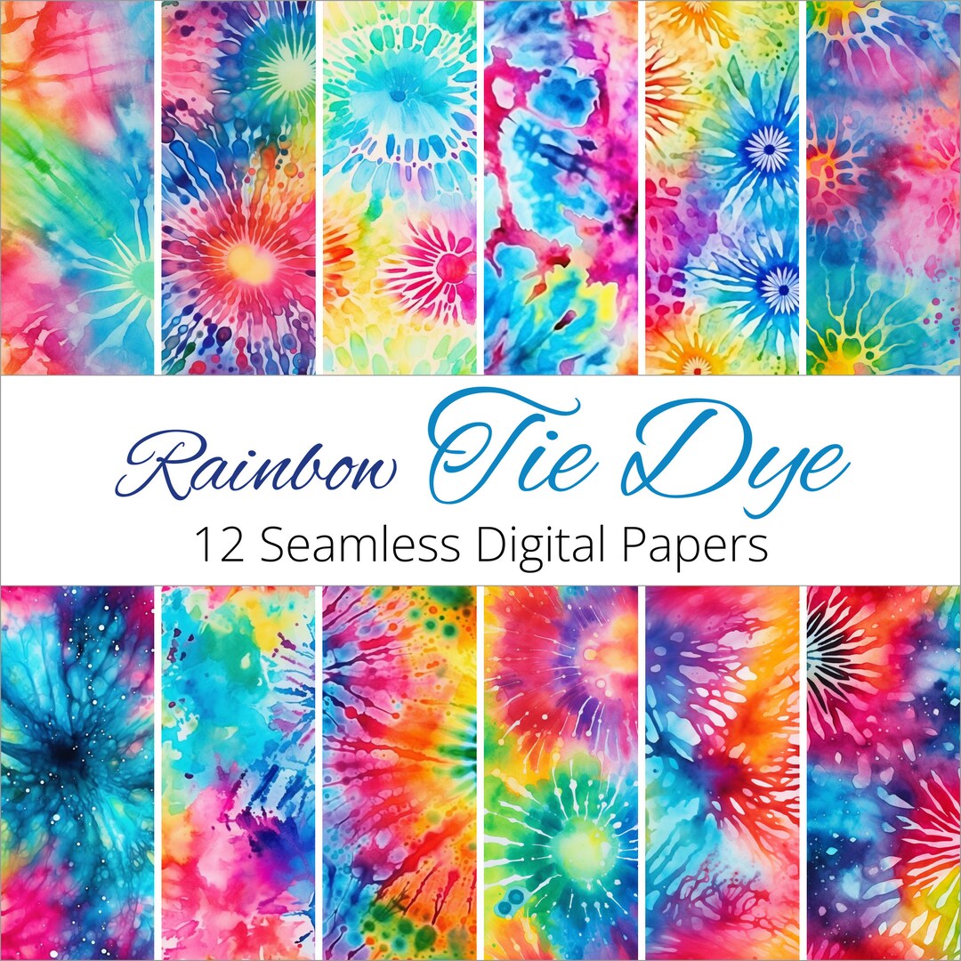 12 Seamless Rainbow Tie Dye Backgrounds Digital Paper Patterns for ...