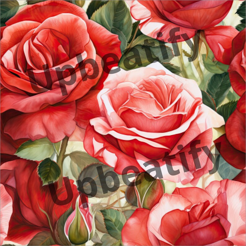 Romantic Red Roses Digital Paper: 12 Seamless Watercolor Patterns - Etsy