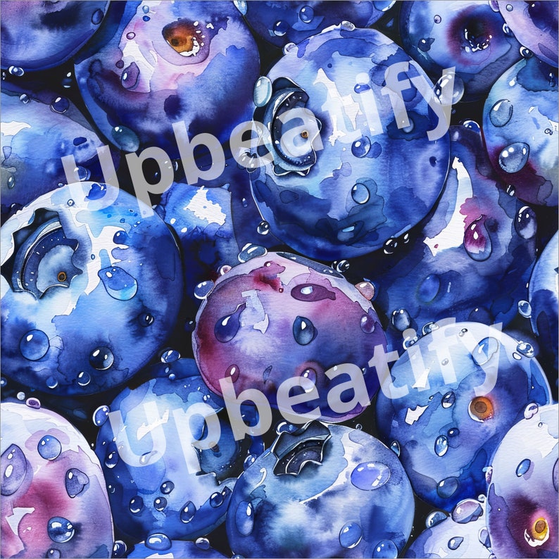 Blueberries Digital Paper, Watercolor Seamless Patterns (12 Designs) - Etsy