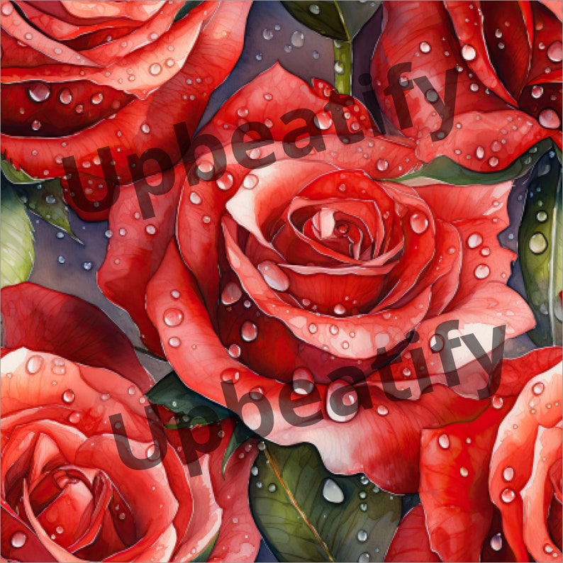 Romantic Red Roses Digital Paper: 12 Seamless Watercolor Patterns - Etsy