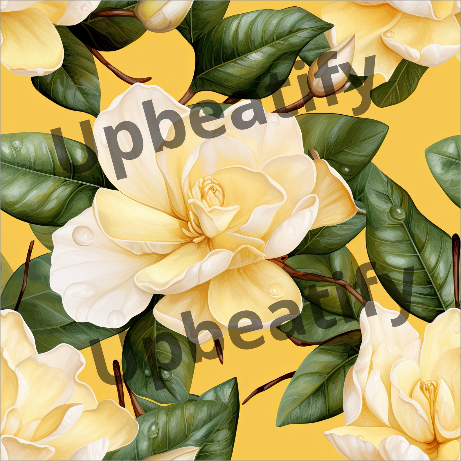 12 Seamless White Gardenia Digital Paper Patterns for Weddings ...
