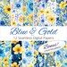 12 Seamless Blue and Gold Floral Digital Paper Patterns for Weddings ...