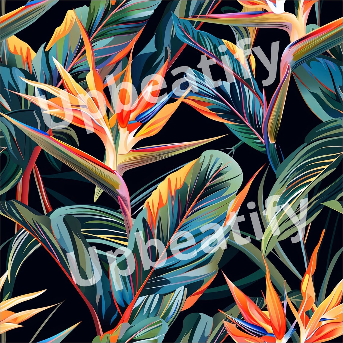 12 Seamless Bird of Paradise Backgrounds Digital Paper Patterns for ...