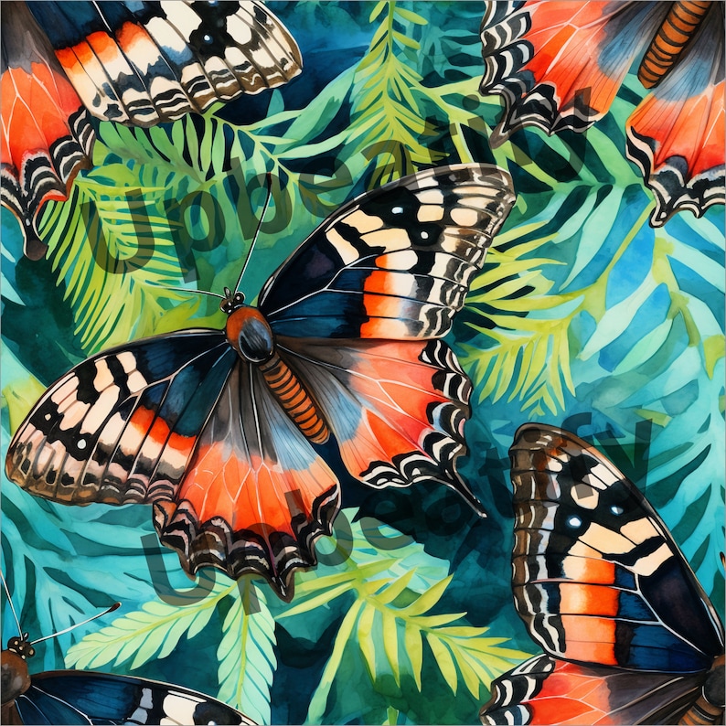 12 Seamless Red Butterfly Backgrounds Digital Paper Patterns for ...