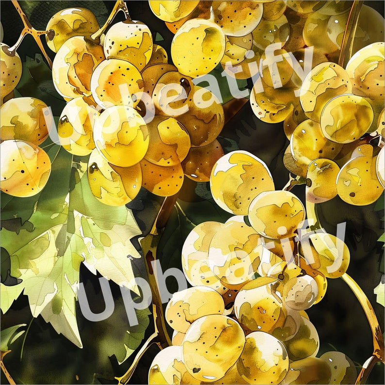 Wine Lover Grapes: Watercolor Digital Scrapbook Paper - Seamless ...