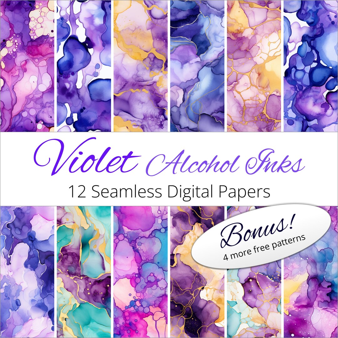 12 Seamless Violet Alcohol Ink Digital Paper Patterns for Crafting ...