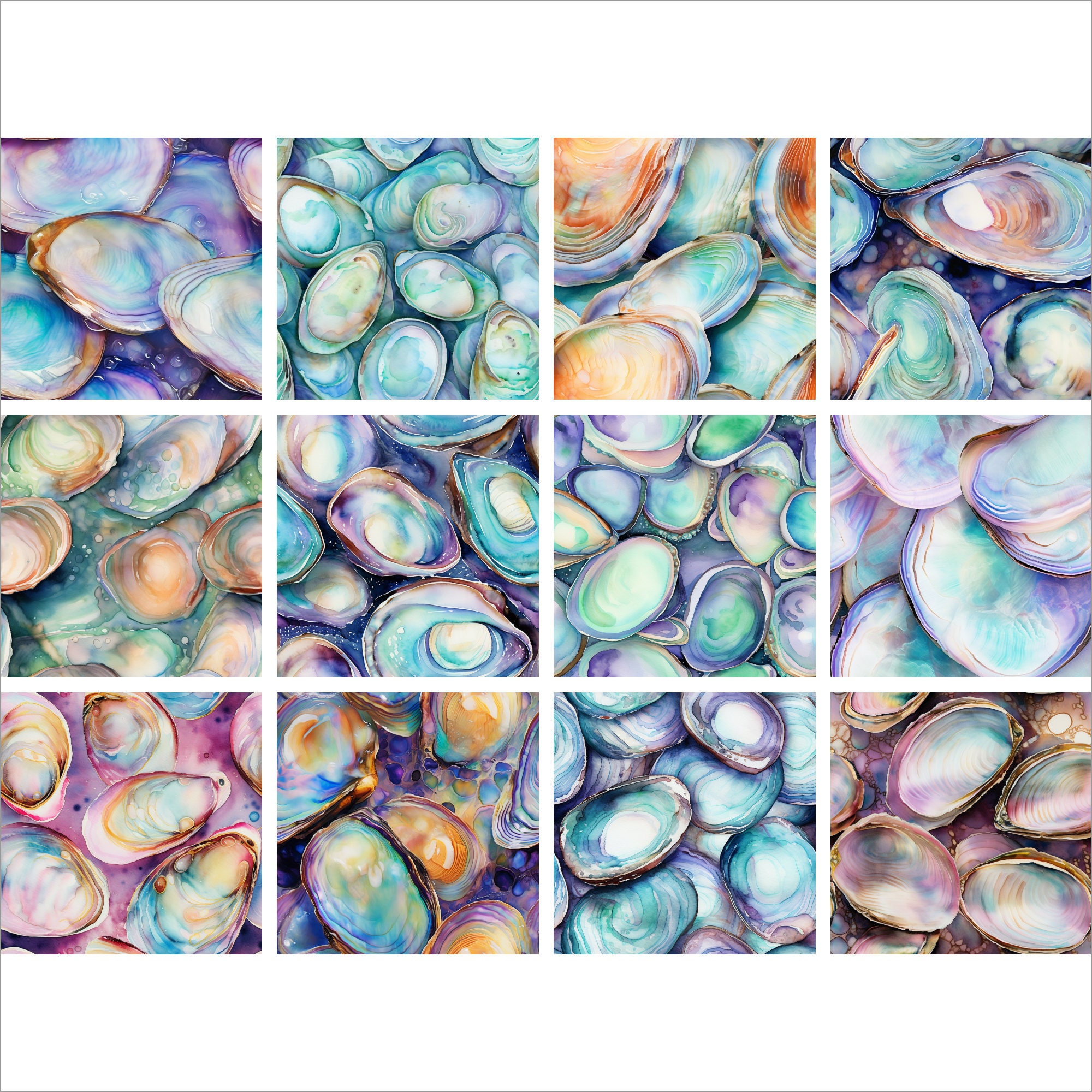 12 Seamless Abalone Shell Backgrounds Digital Paper Patterns for ...