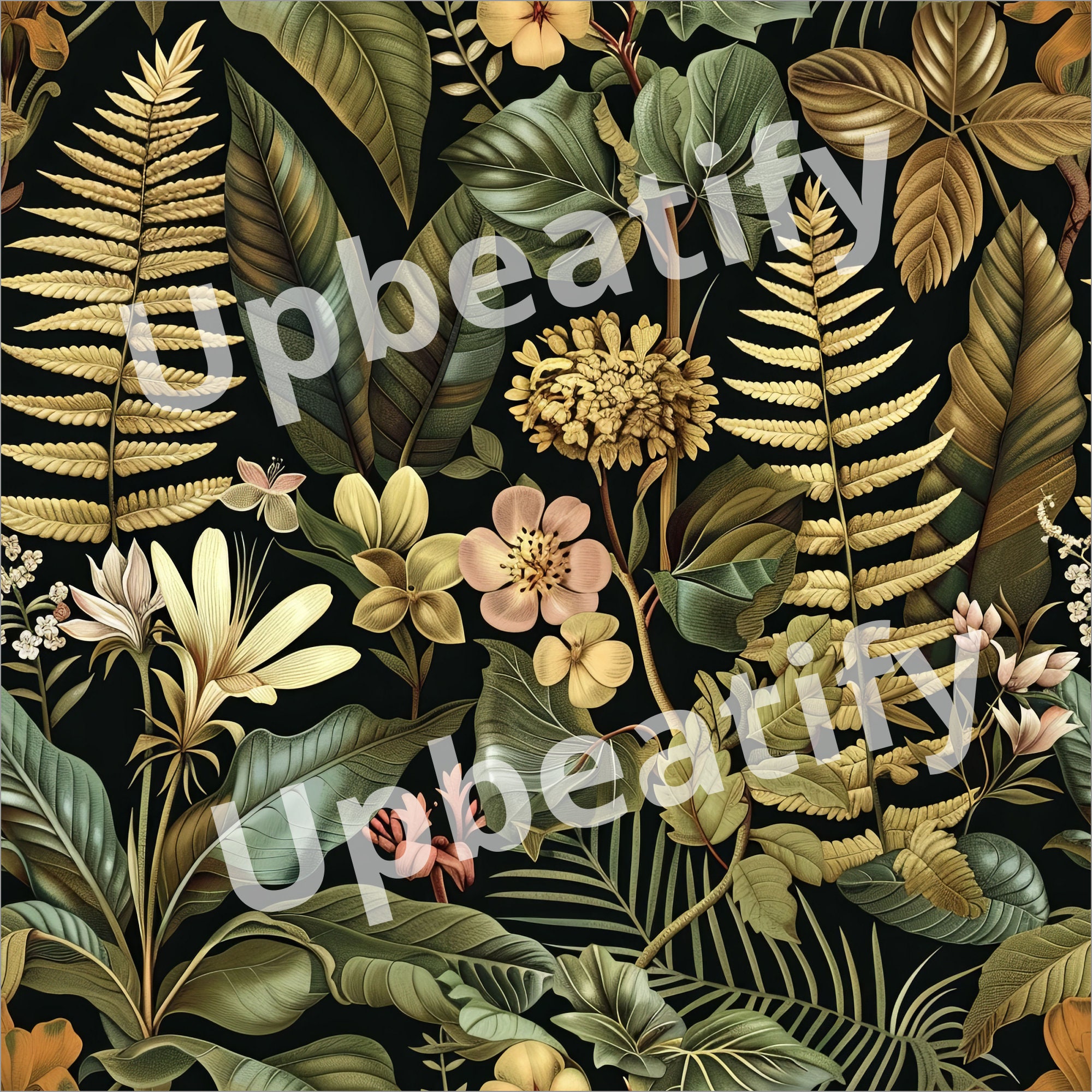 12 Seamless Dark Jungle Print Backgrounds Digital Paper Patterns for ...