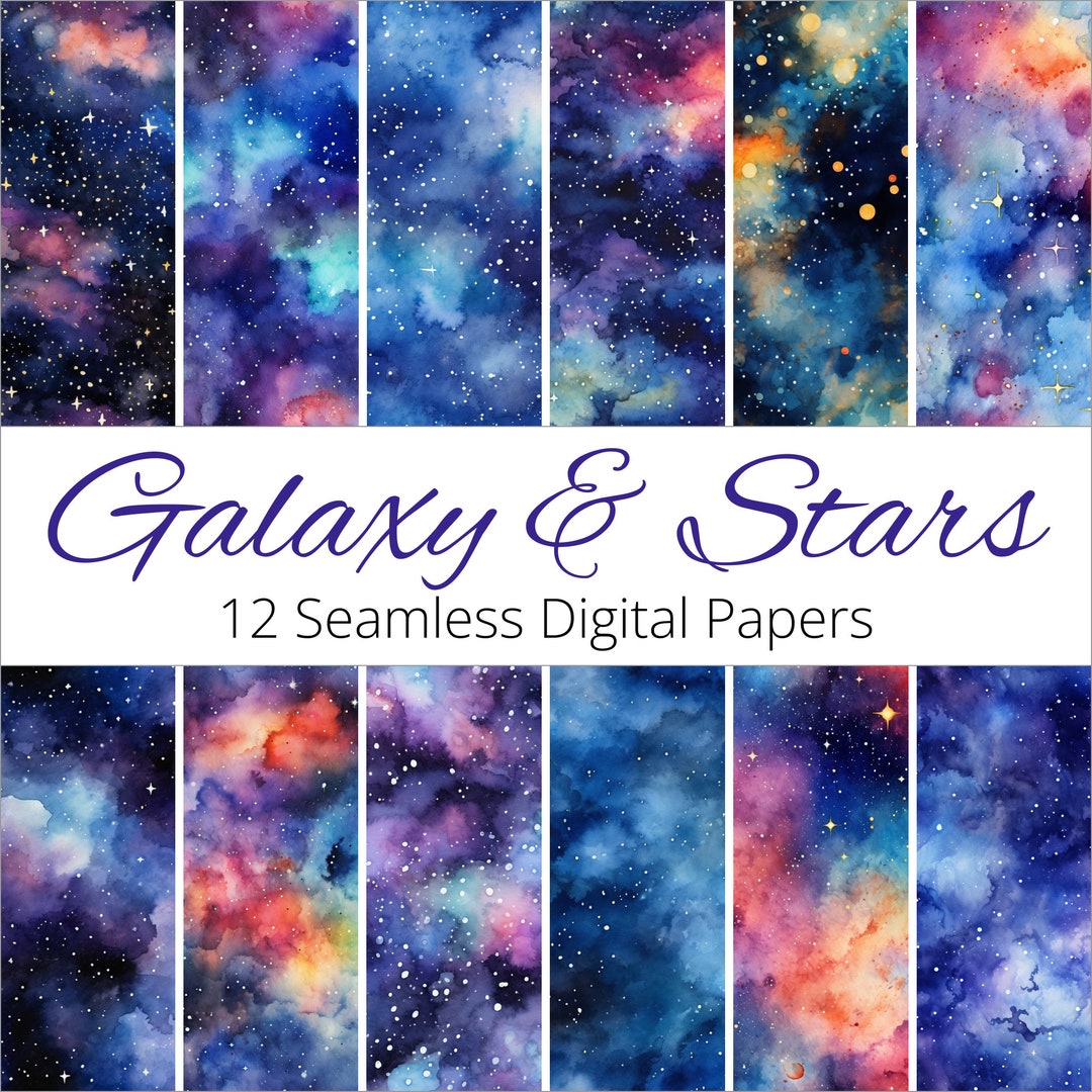 12 Seamless Galaxy & Stars Backgrounds Digital Paper Patterns for ...