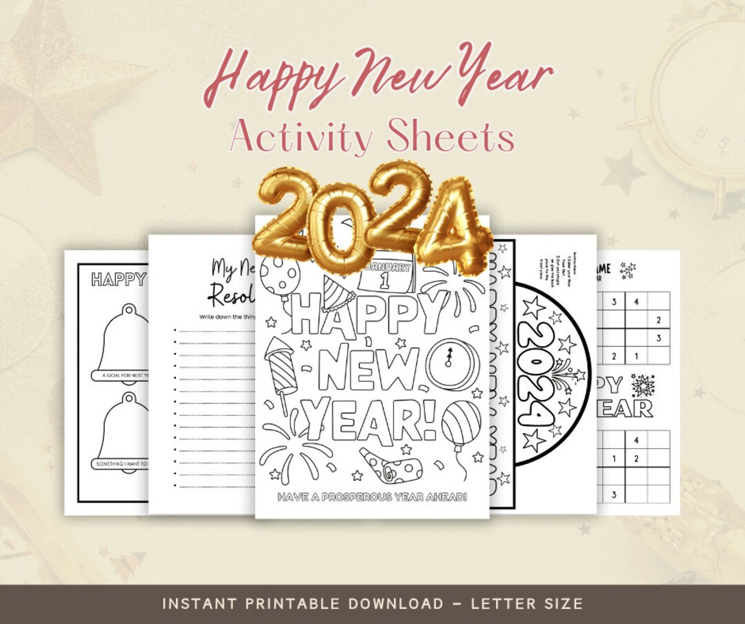 Happy New Year: Activity Sheets - Etsy