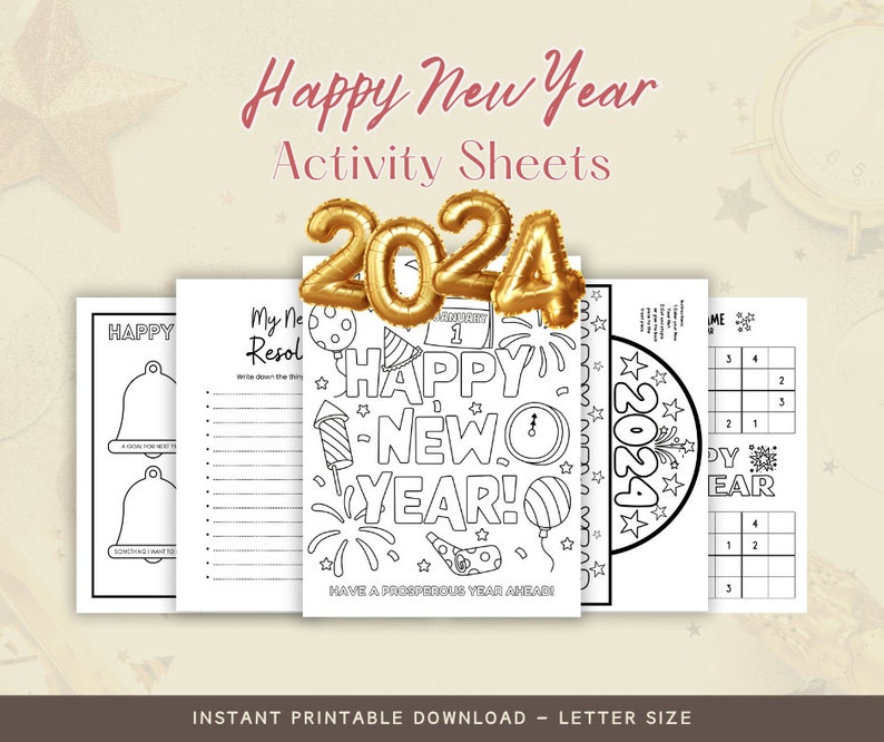 Happy New Year: Activity Sheets - Etsy